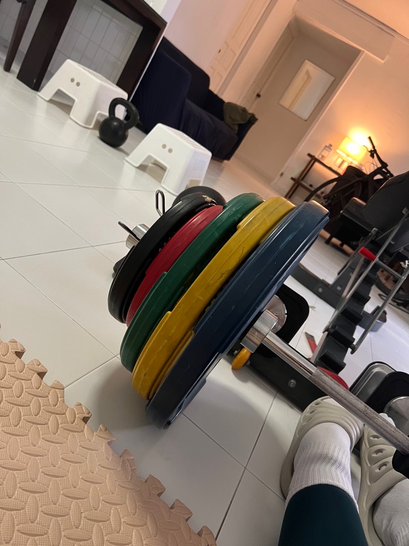 Coloured Rubber Weight Plates Set, Sports Equipment, Exercise & Fitness ...