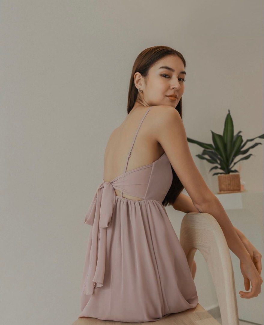 DIANA TIE BACK RIBBON DRESS (PINK), Women's Fashion, Dresses & Sets ...