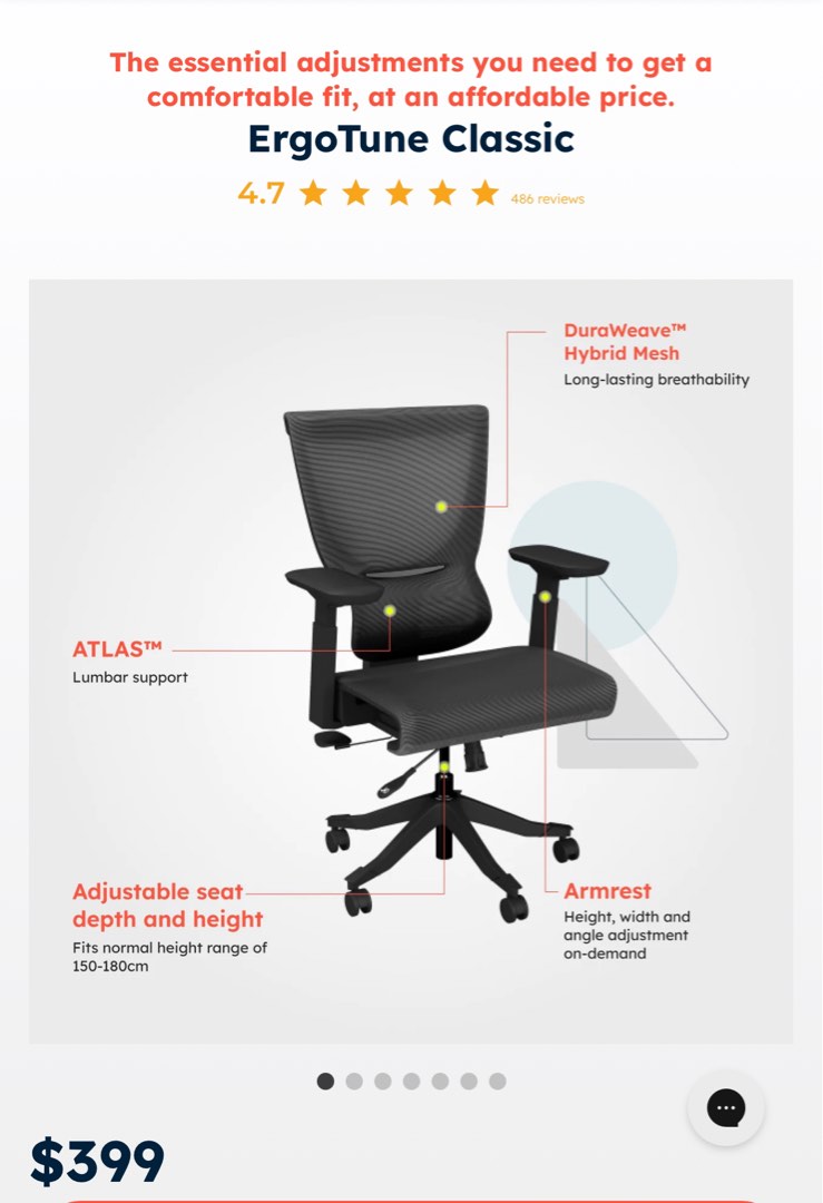 Ergotune Classic Charcoal Black, Furniture & Home Living, Furniture ...