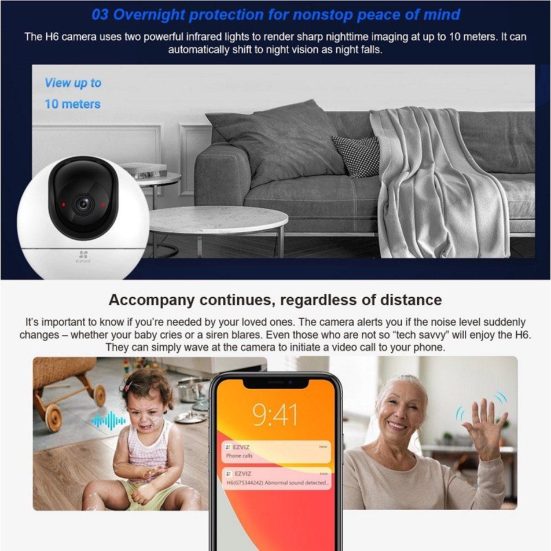 EZVIZ H6 Dual-Band 2.4Ghz/5G 3K Type-C Smart AI Camera with Panaromic View App: EZVIZ [Order ...