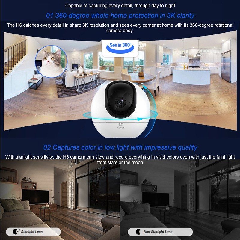 EZVIZ H6 Dual-Band 2.4Ghz/5G 3K Type-C Smart AI Camera with Panaromic View App: EZVIZ [Order ...