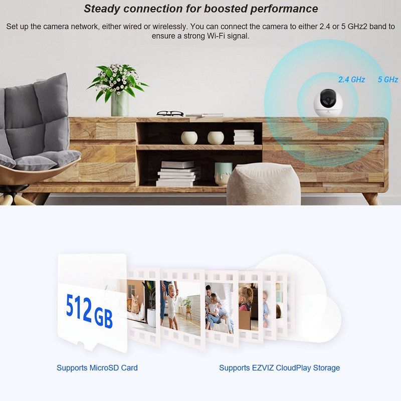 EZVIZ H6 Dual-Band 2.4Ghz/5G 3K Type-C Smart AI Camera with Panaromic View App: EZVIZ [Order ...