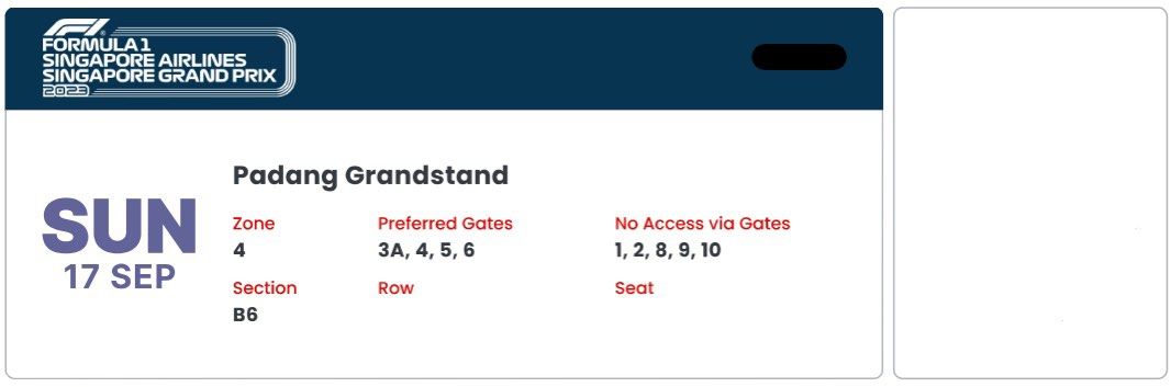 2 x Sunday F1 Padang Grandstand 2023 Singapore, Tickets & Vouchers ...