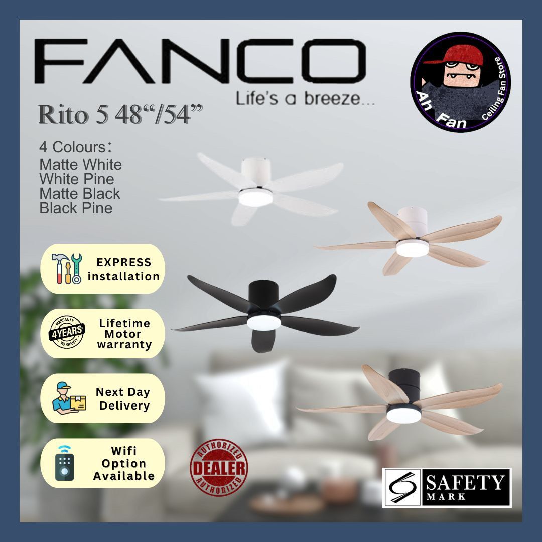 Fanco Rito 5 hugger ceiling fan 48”/54”, Furniture & Home Living ...