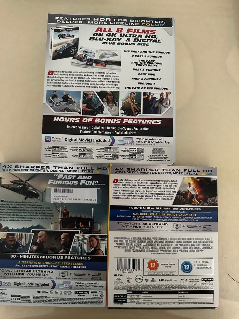 Fast & Furious Collection (4K Ultra HD + Blu Ray), Hobbies & Toys ...