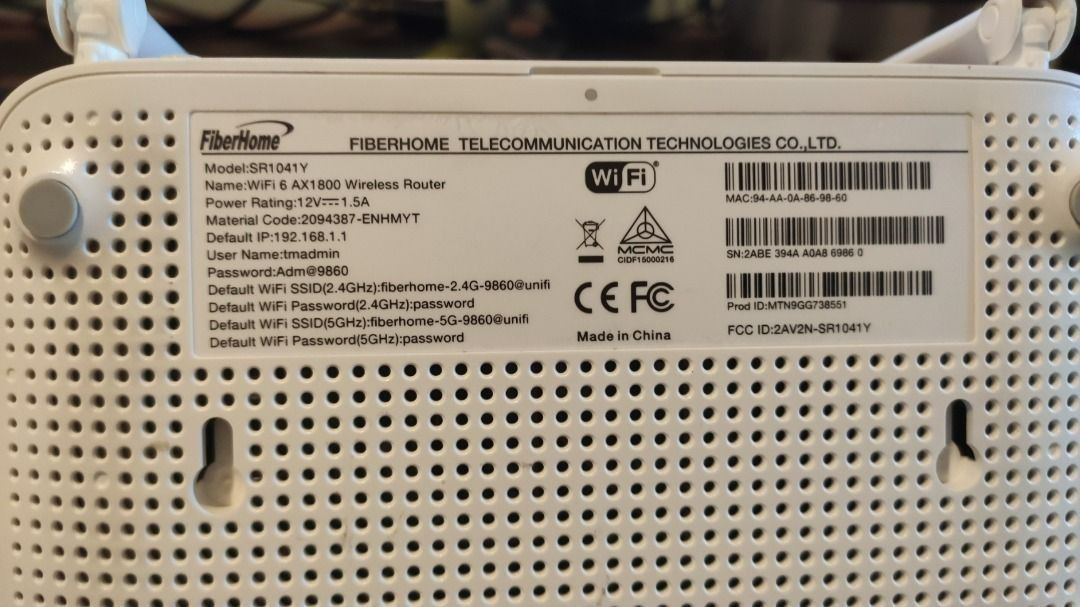 Fiberhome SR1041Y AX1800 Dual-Band Wi-Fi 6 Smart Router, Computers ...