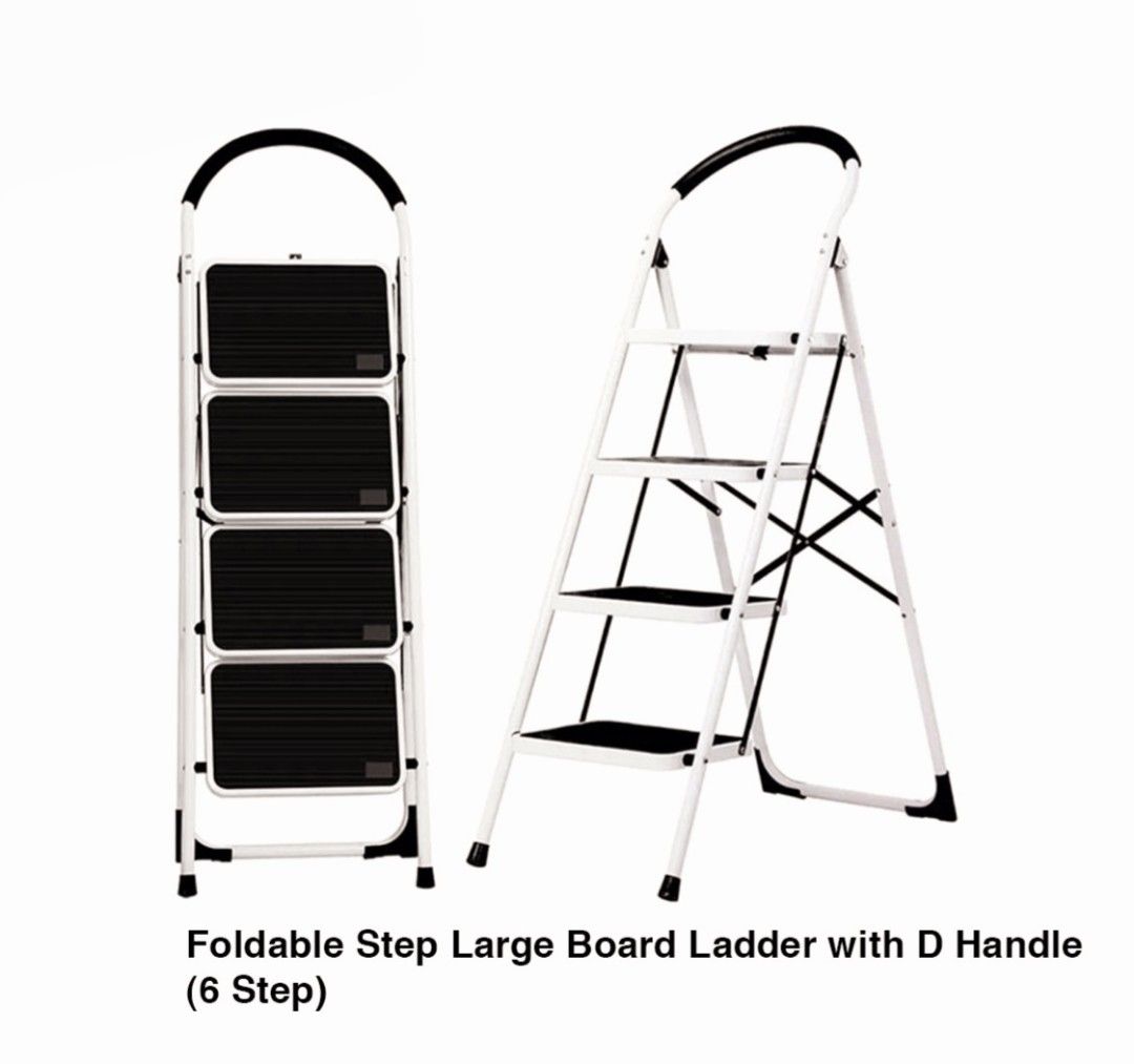 Foldable Ladder With Handle 3/4/5/6 Step Compact, Furniture & Home ...