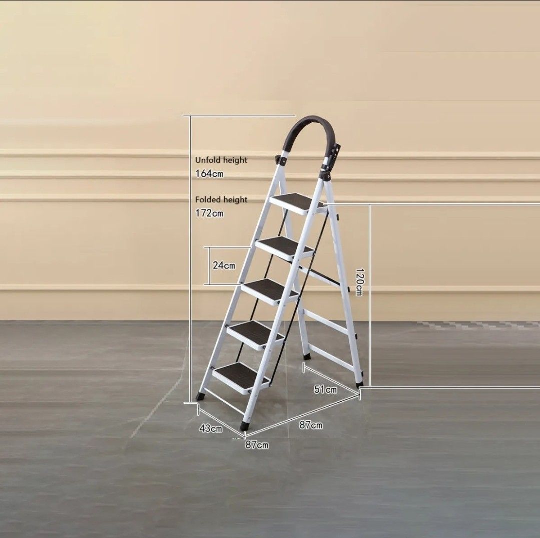 Foldable Ladder With Handle 3/4/5/6 Step Compact, Furniture & Home ...