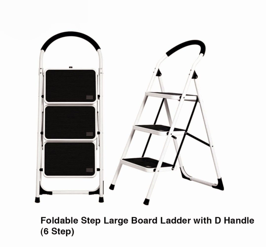 Foldable Ladder With Handle 3/4/5/6 Step Compact, Furniture & Home ...