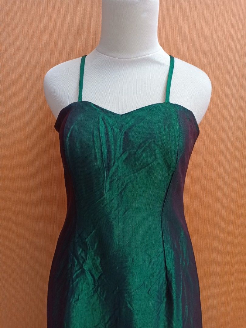 GAUN maxi long dress wanita hijau botol S cewek MEWAH tank PESTA cute ...