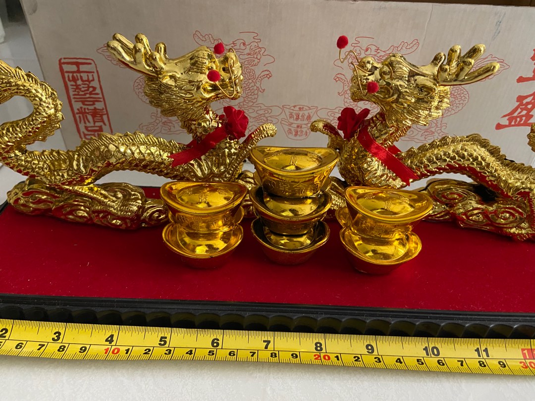 Gold dragon Ingot display lucky, Furniture & Home Living, Home Decor ...