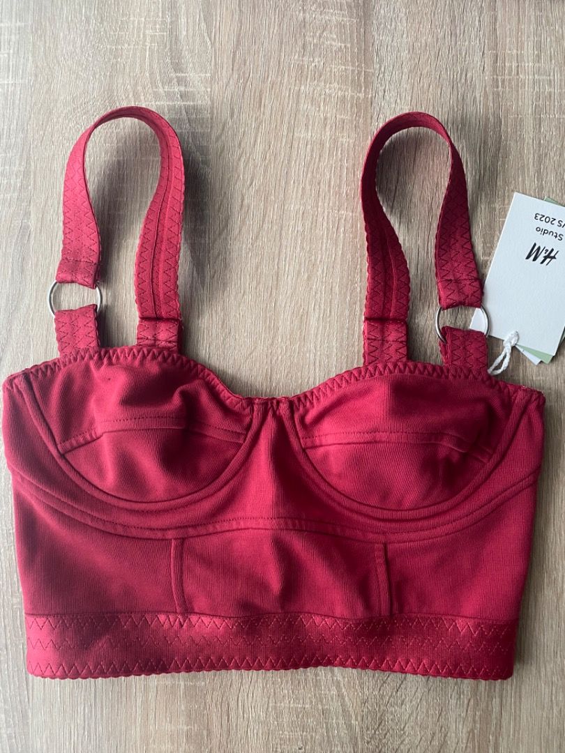 H&M studio red bustier, Women's Fashion, Tops, Sleeveless on Carousell