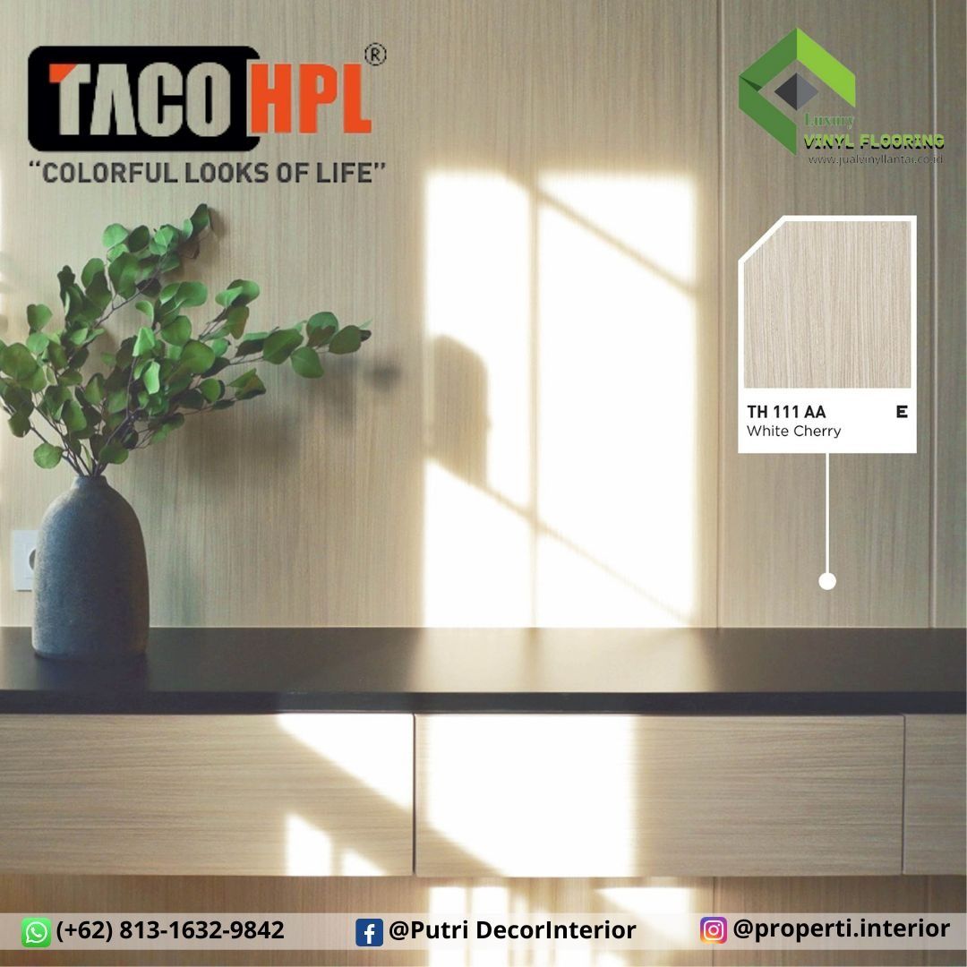 HPL Taco type TH111AA - White Cherry uk. 1,22m x 2,44m tebal 0,7mm, Perabotan Rumah di Carousell