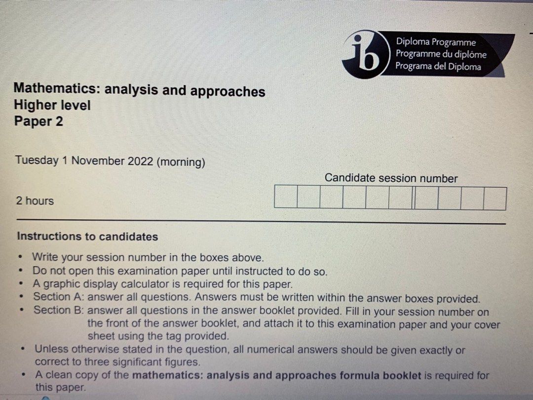 IB Math AASL/AAHL/AIHL/AISL past paper and mark scheme (2010-2024 ...