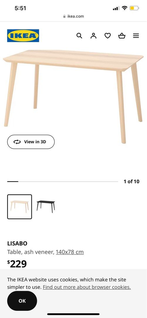 IKEA LISABO Table, Furniture & Home Living, Furniture, Tables & Sets on ...