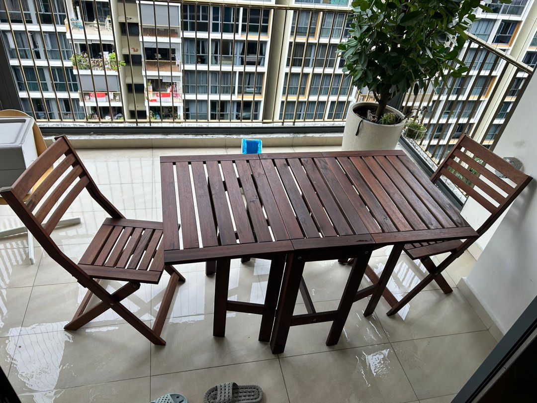 IKEA outdoor foldable tables and chairs, Furniture & Home Living ...