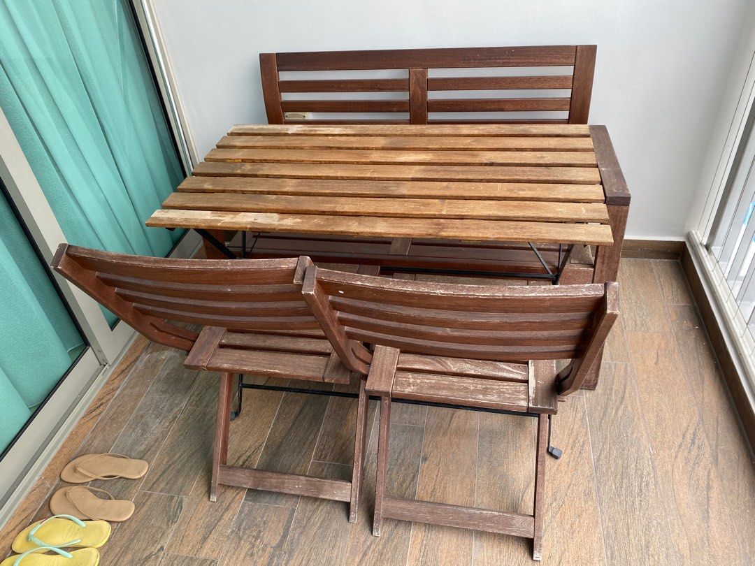 IKEA Outdoor Table X 1, Chairs X 2 and Bench X 1, Furniture & Home ...