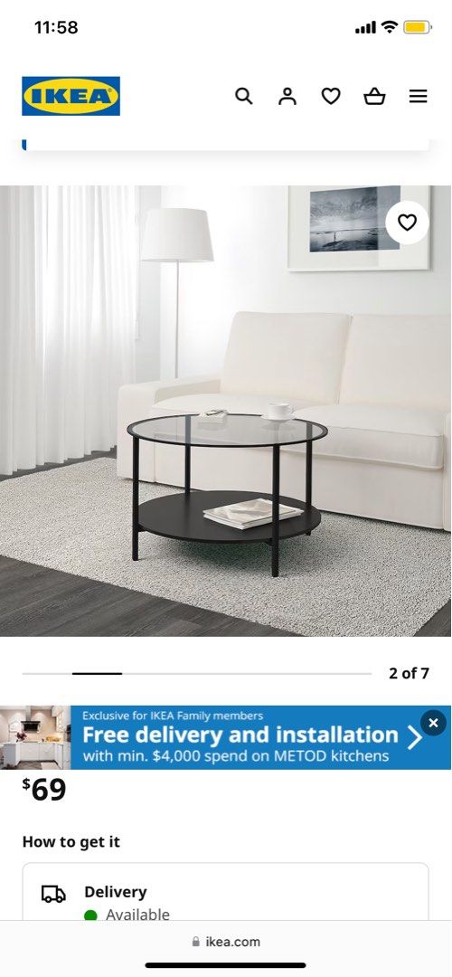 IKEA Round Coffee Table, Furniture & Home Living, Furniture, Tables ...