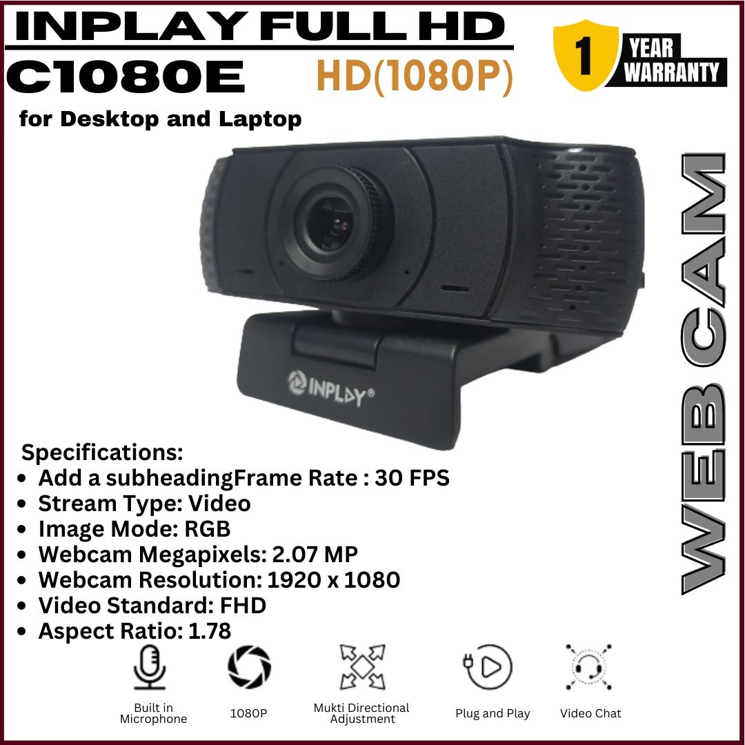 INPLAY FULL HD C1080E, Computers & Tech, Parts & Accessories, Webcams ...