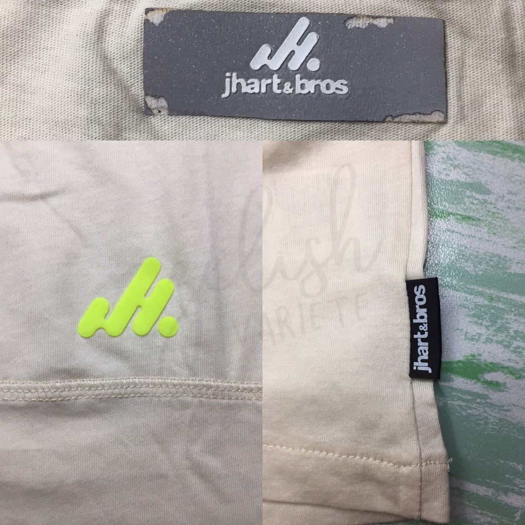 JHART & BROS | Pale Ivory Tee Shirt with Neon Rubberized Logo Tops for ...