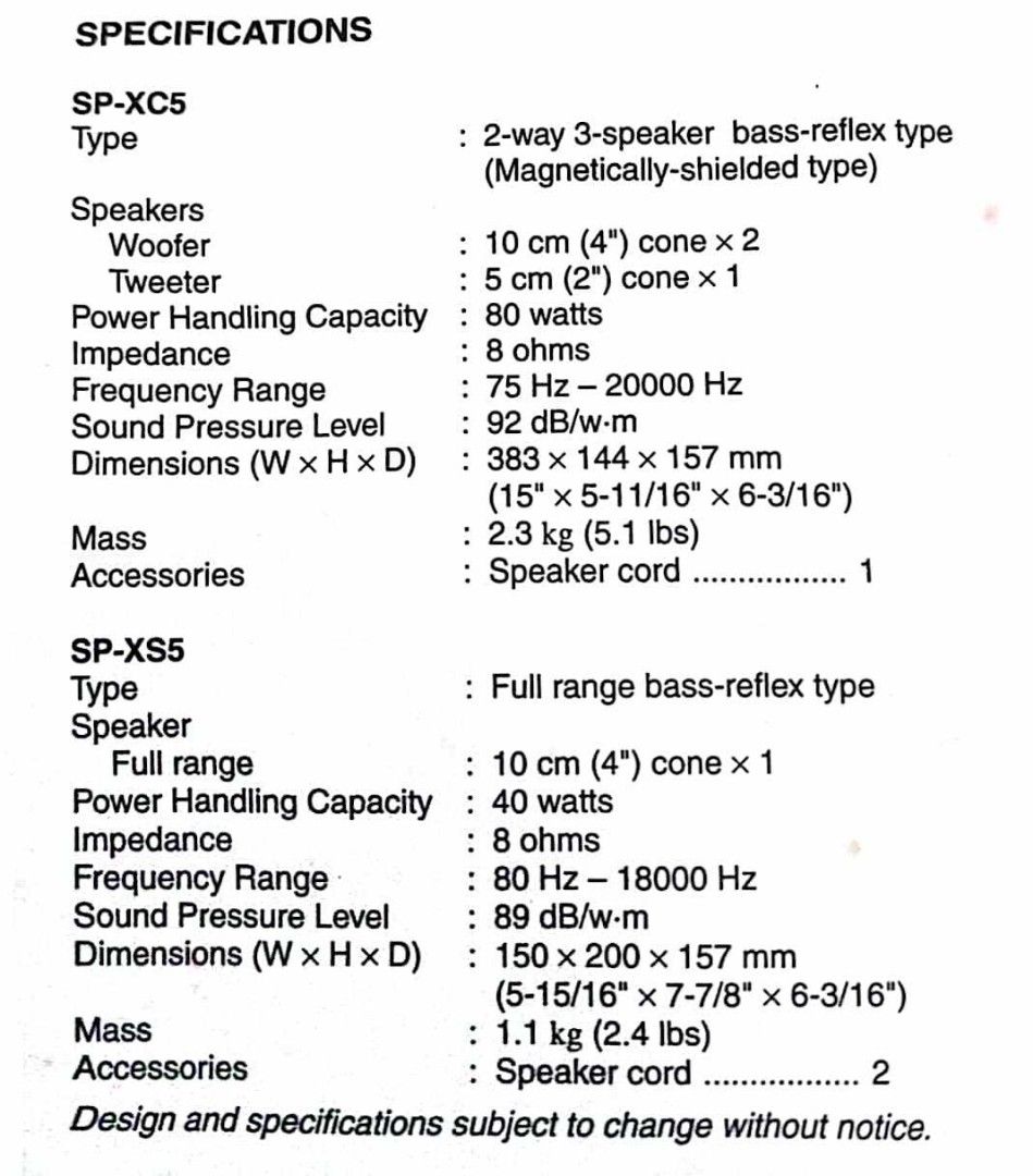 JVC SP-X5TH Surround Speaker, Audio, Soundbars, Speakers & Amplifiers ...