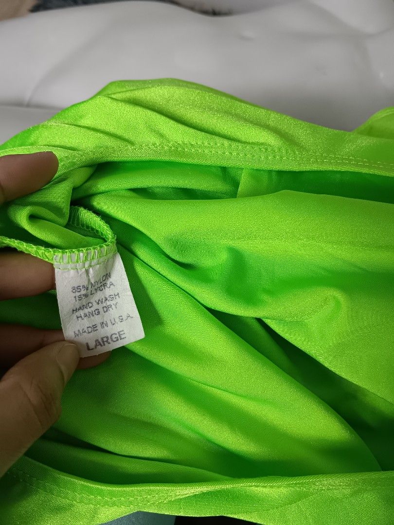 L Neon Green Leotard Onepiece One Piece Swimsuit Swimwear Womens