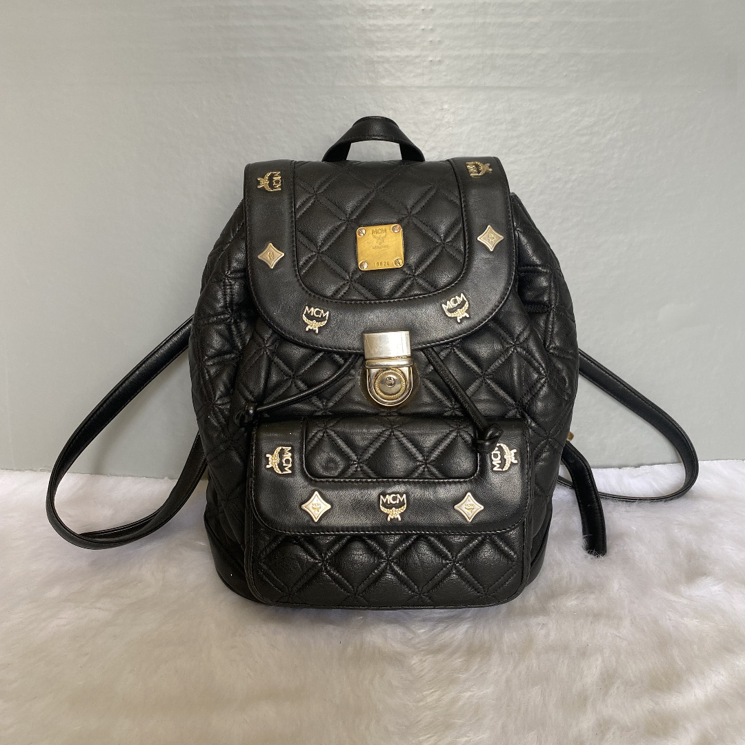 MCM Vintage Black Quilted Leather Backpack on Carousell