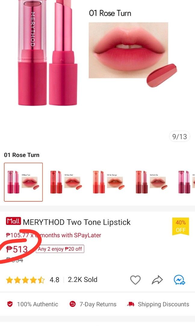 Merythod two tone lipstick, Beauty & Personal Care, Face, Makeup on ...