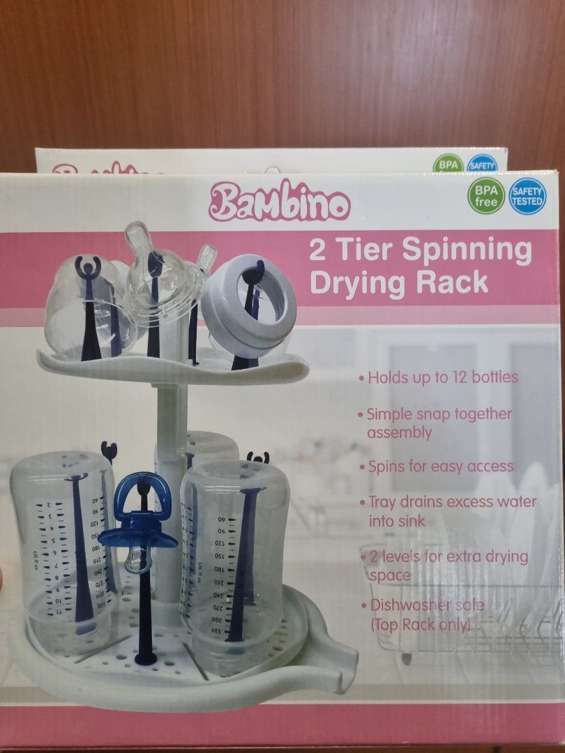 Milk bottle drying spinning rack 2 tier, Babies & Kids, Nursing ...
