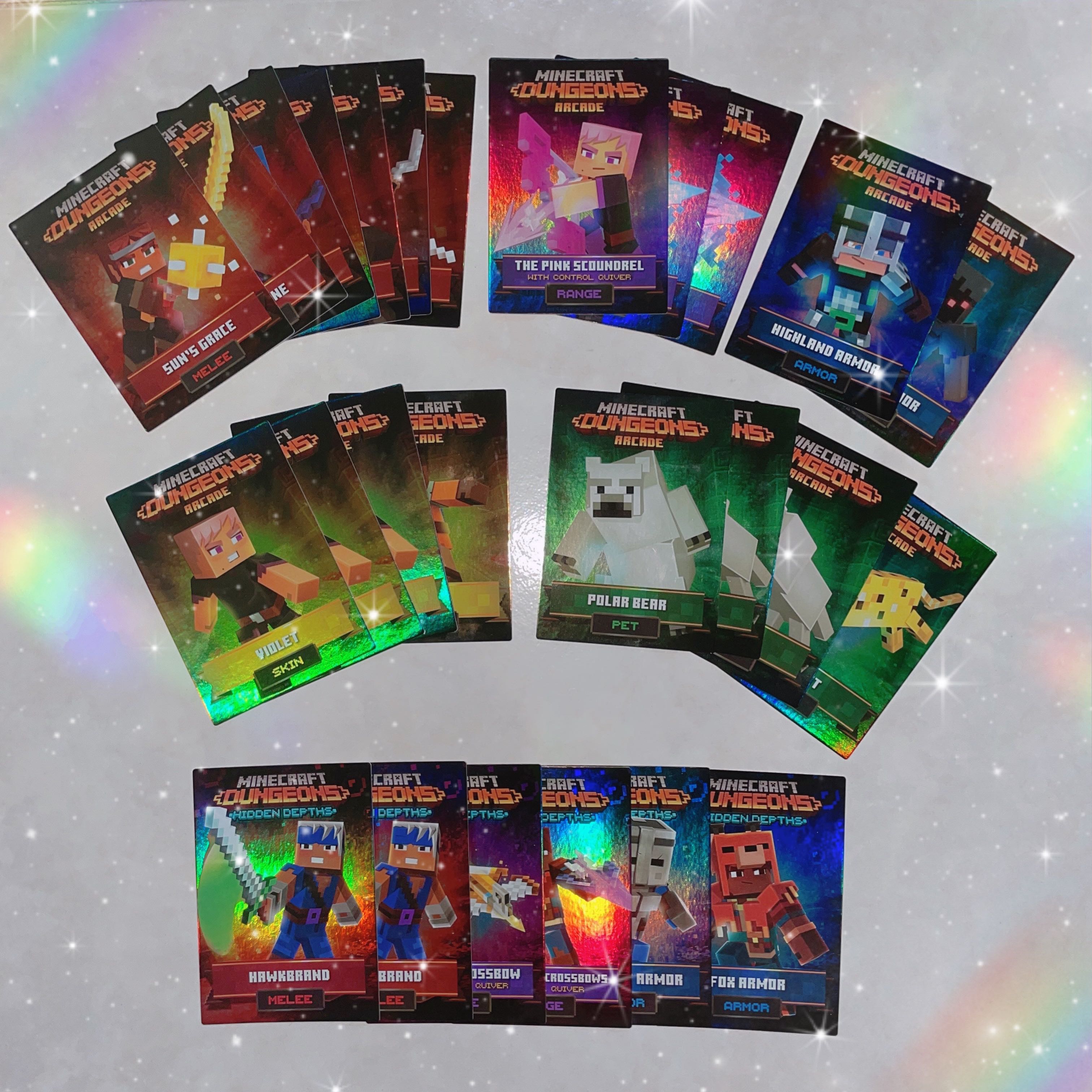 Minecraft Dungeons Holographic arcade cards ~ series 2 + hidden depths ...