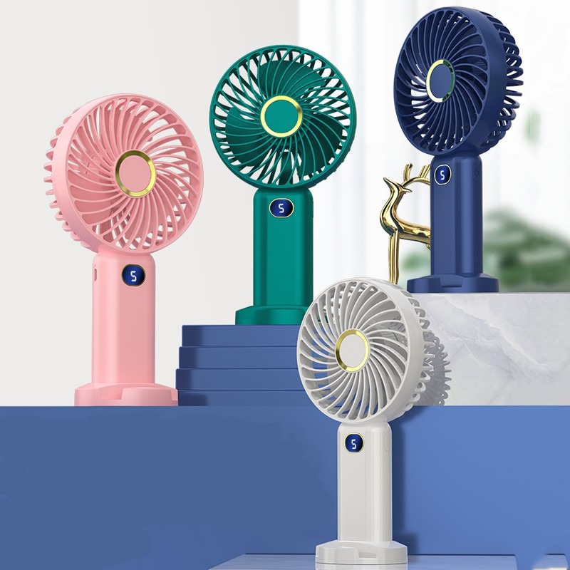 Mini Portable Fan LED Digital Display Foldable Handheld Fan Telescopic ...