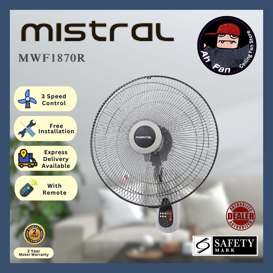 Mistral 18” Remote Wall Fan MWF1870R, Furniture & Home Living, Lighting ...