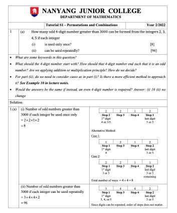 NYJC H2 Math tutorial solutions 2021-2022, Hobbies & Toys, Books ...