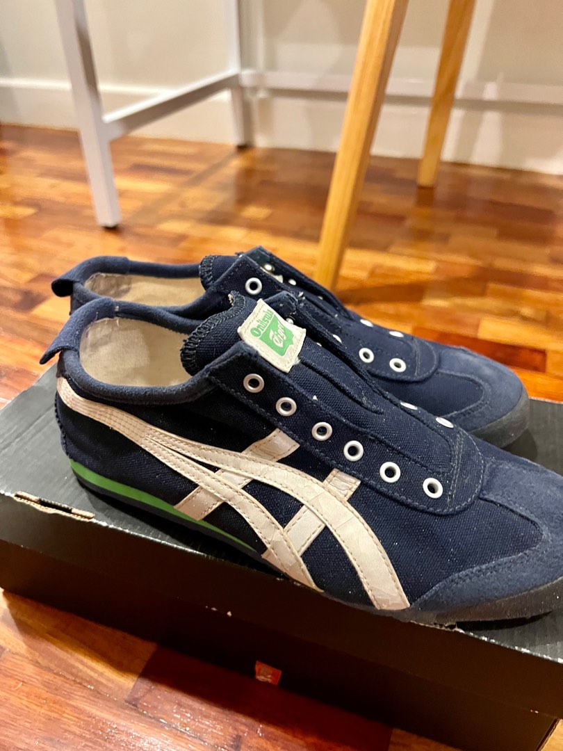 Onitsuka Tiger Blue and White Ladies Mexico 66 Slip On, Women's Fashion ...