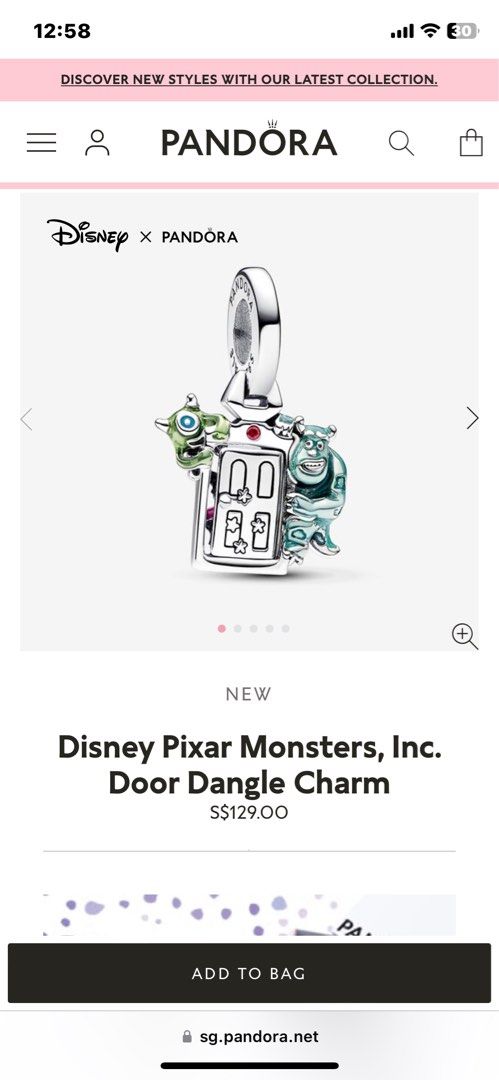Pandora Disney Pixar Monsters, Inc. Door Dangle Charm 792758C01, Women ...