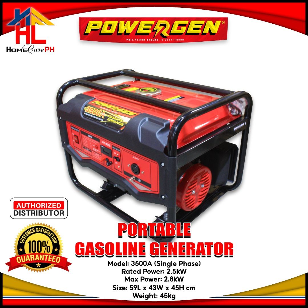 Powergen Portable Gasoline Generator 3500A 2.5kW on Carousell