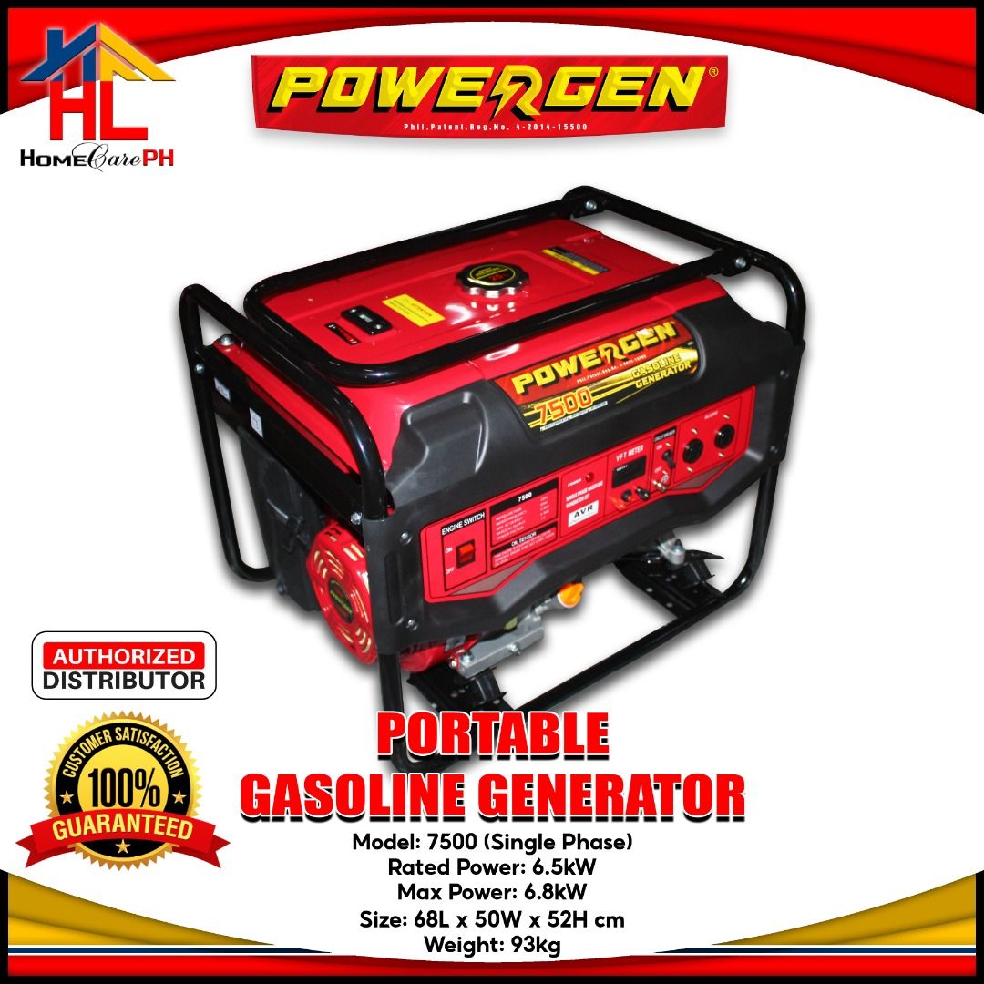 Powergen Portable Gasoline Generator 7500 6.5kW on Carousell