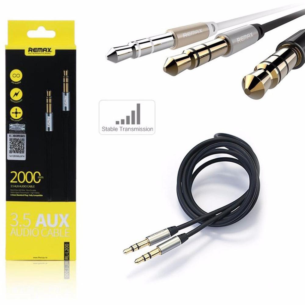 Remax 3.5MM Aux Audio Cable Stereo L200 2M for Speaker Earpiece Headset ...