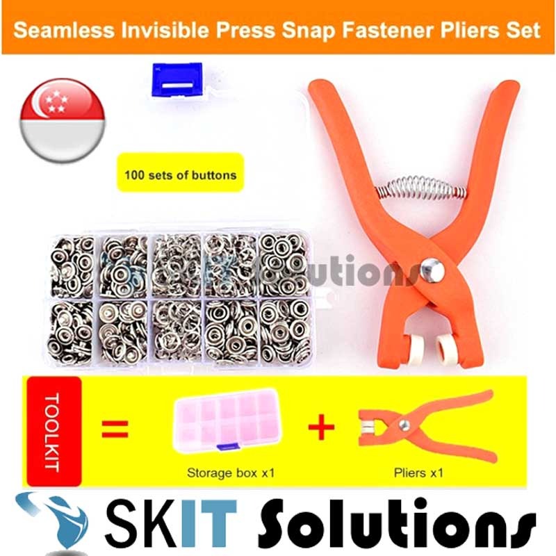 Seamless Snap Button Kit with Manual Pliers Ergonomic Metal Press Studs ...
