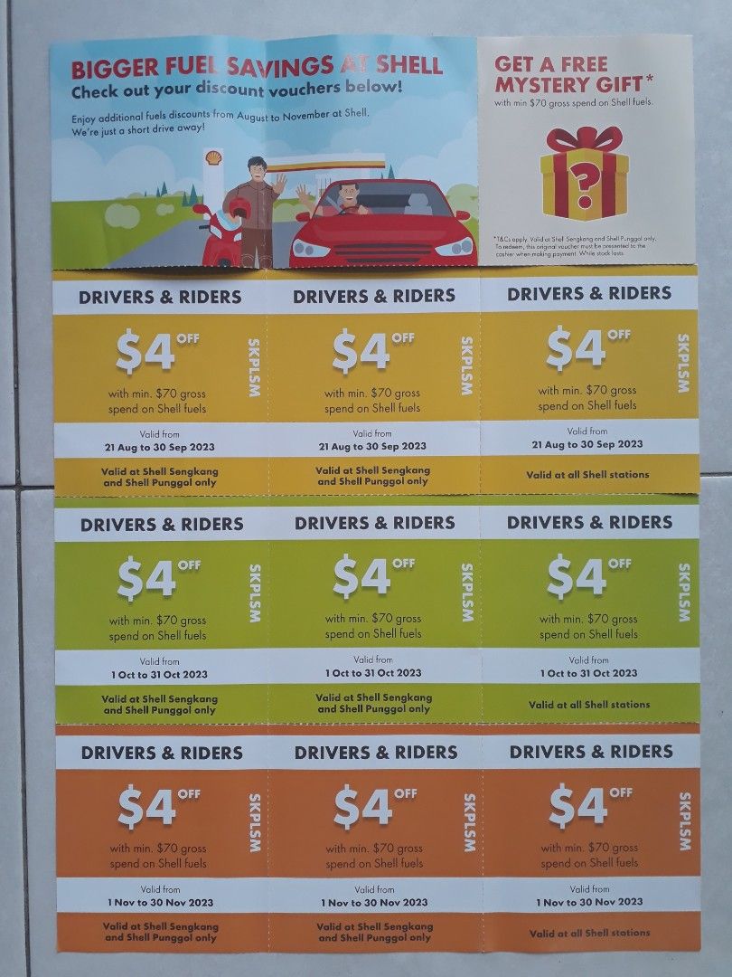 Shell fuel vouchers, Tickets & Vouchers, Vouchers on Carousell