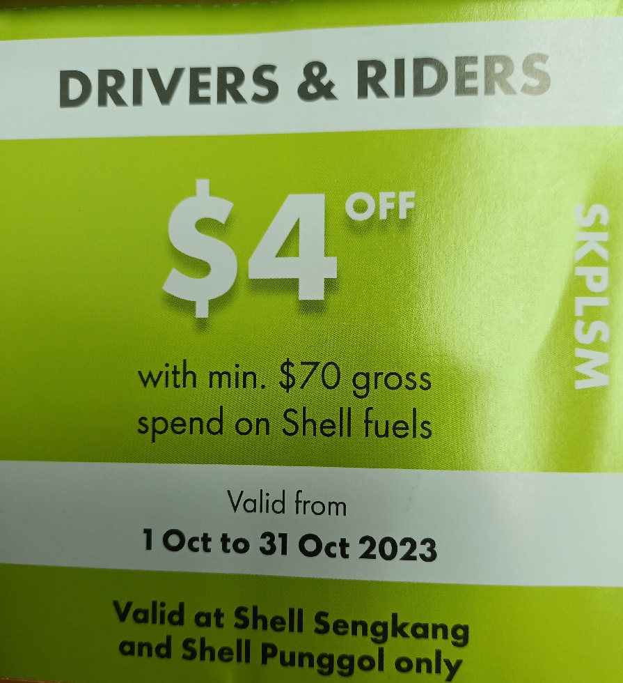 Shell S$4 Voucher at Sengkang & Punggol Shell only (1-31 Oct'23), Car ...