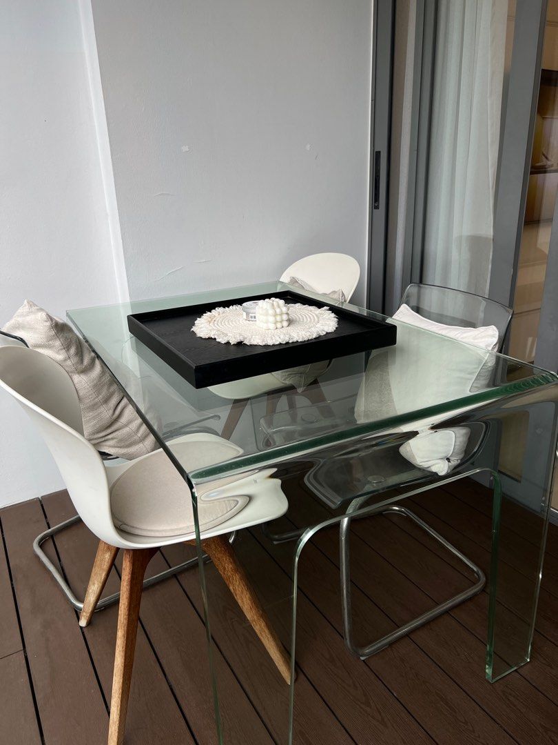 Solid Glass transparent ghost Dining Table, Furniture & Home Living ...