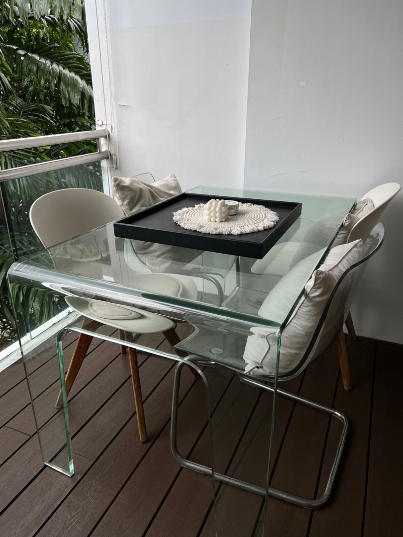 Solid Glass transparent ghost Dining Table, Furniture & Home Living ...