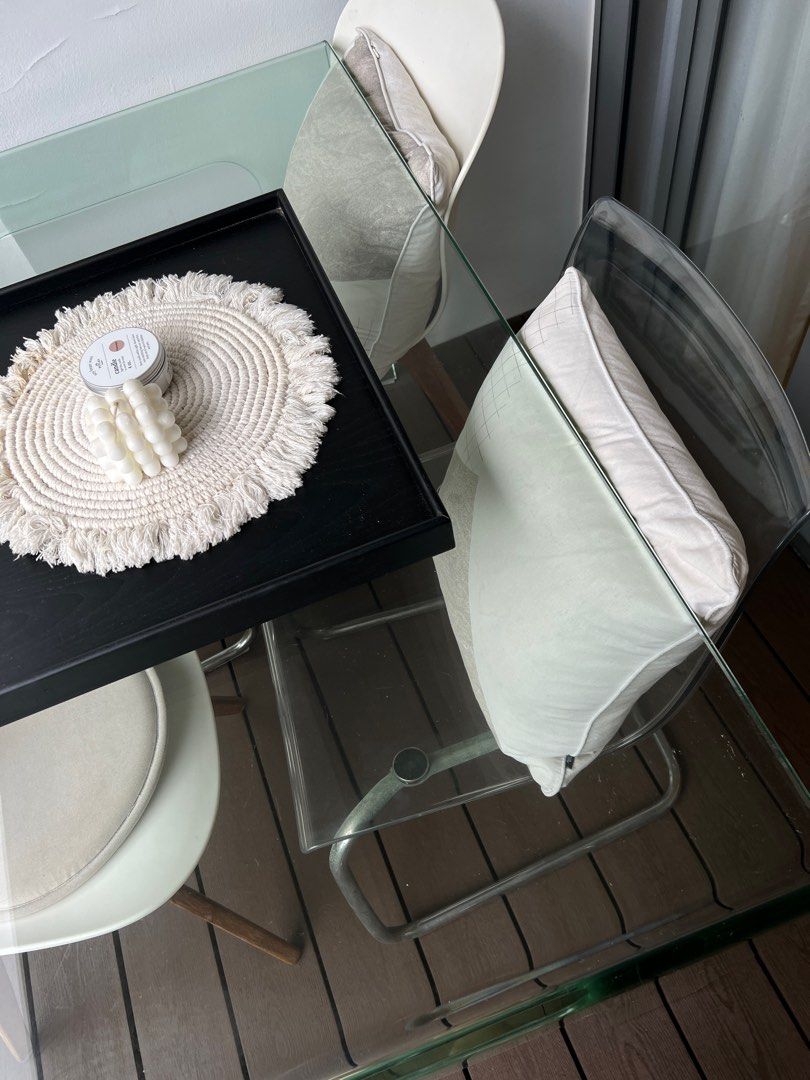 Solid Glass transparent ghost Dining Table, Furniture & Home Living ...