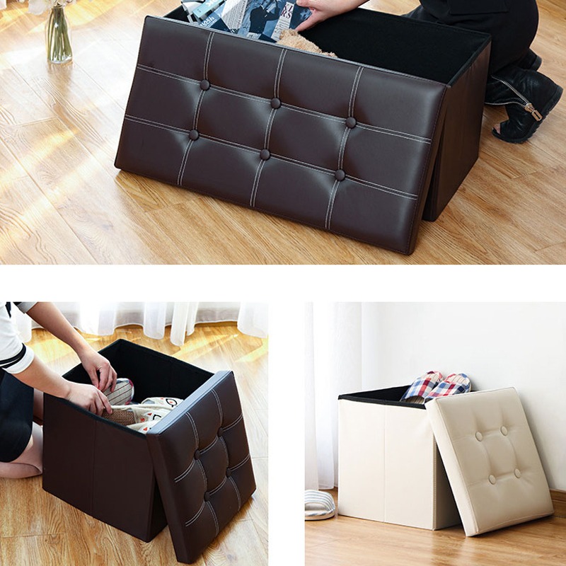 Storage Stools Leather PU Multi-purpose storage box, Furniture & Home ...