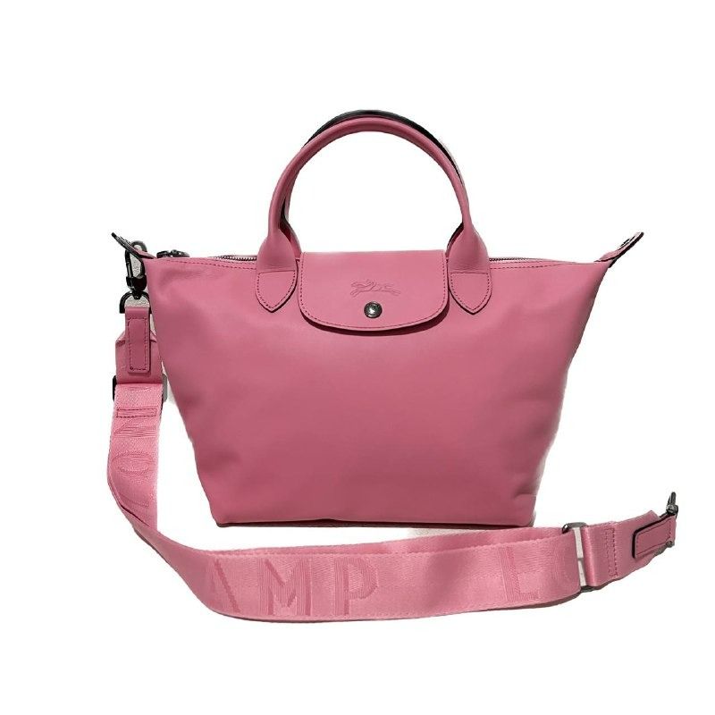 Tas LONGCHAMP Le Pliage Cuir Small Top Handle Bag Leather Pink, Barang ...