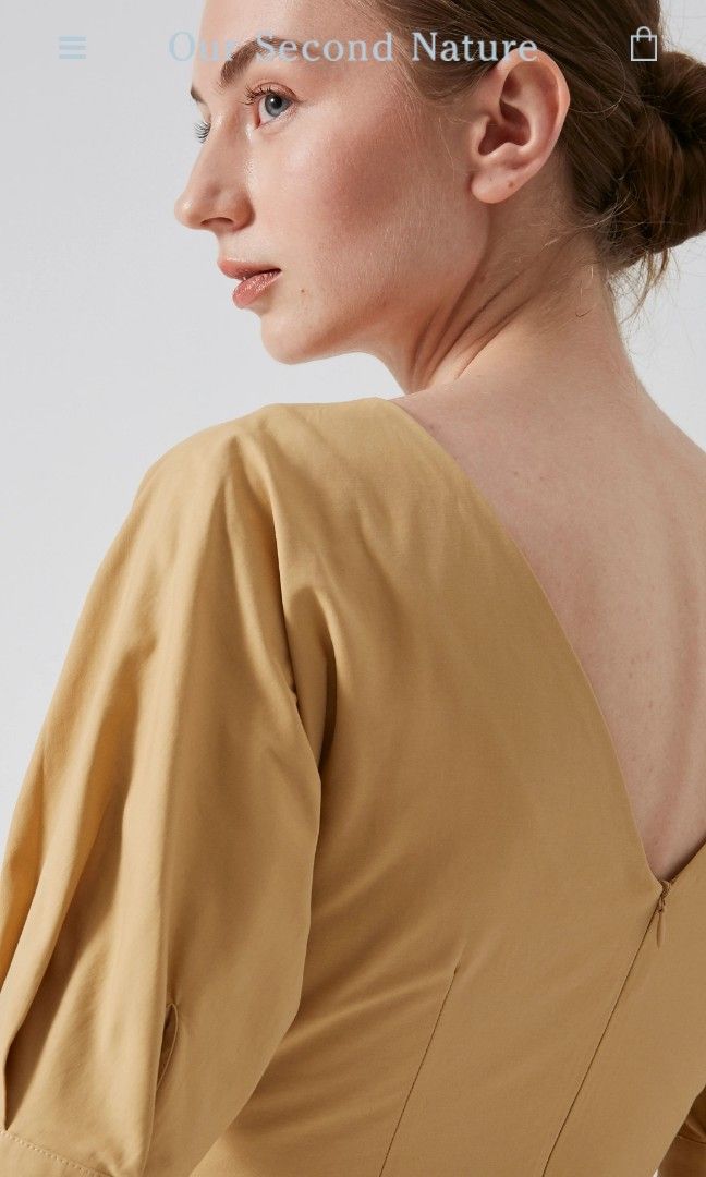 V back sleeved midi dress OSN, Women's Fashion, Dresses & Sets, Dresses ...