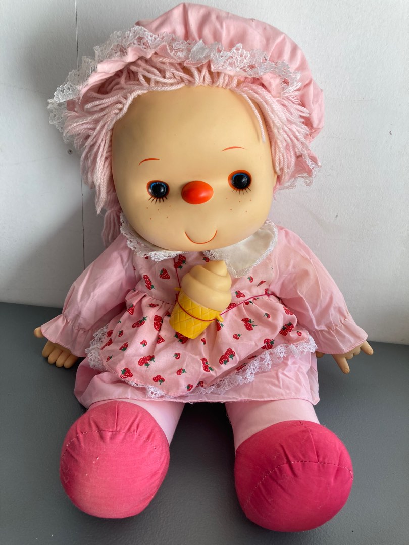 Vintage Ice Cream Doll 1980s Pink Yarn Hair pink dress Dress Jumbo ...