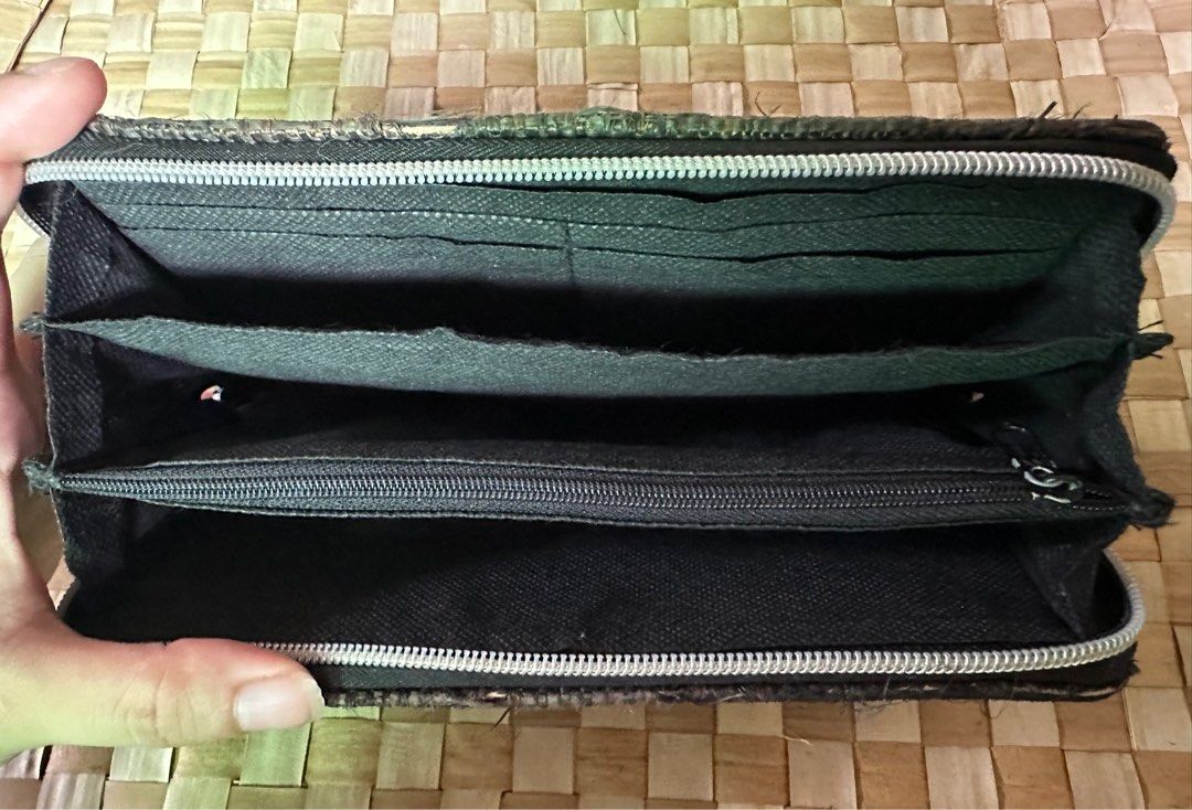 Weaved Buri Black Long Wallet, Women's Fashion, Bags & Wallets, Wallets ...