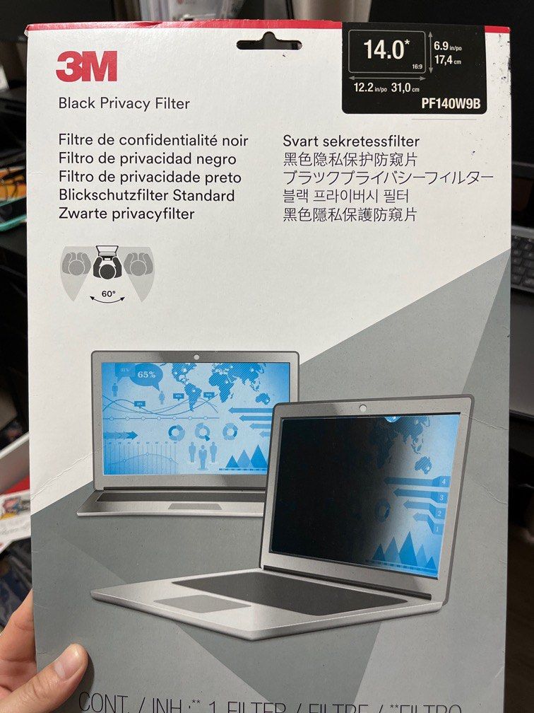 3M Black Privacy Filter, Furniture & Home Living, Home Improvement ...